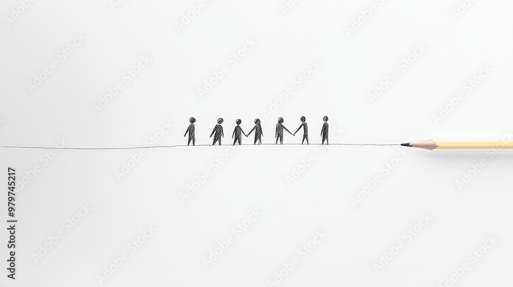 Pencil drawn stick figures representing stakeholders, symbolizing ...