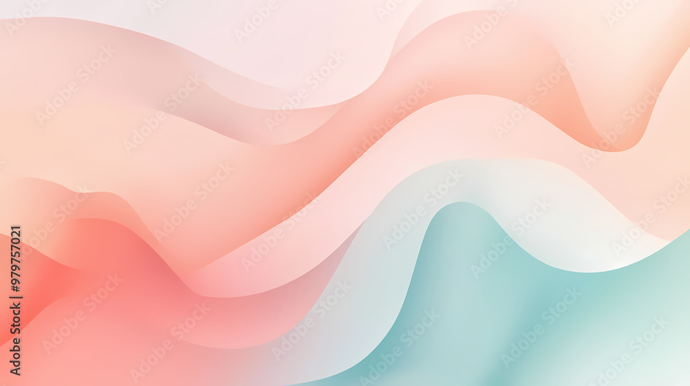 Soft curves and a pastel color palette create a calming abstract ...