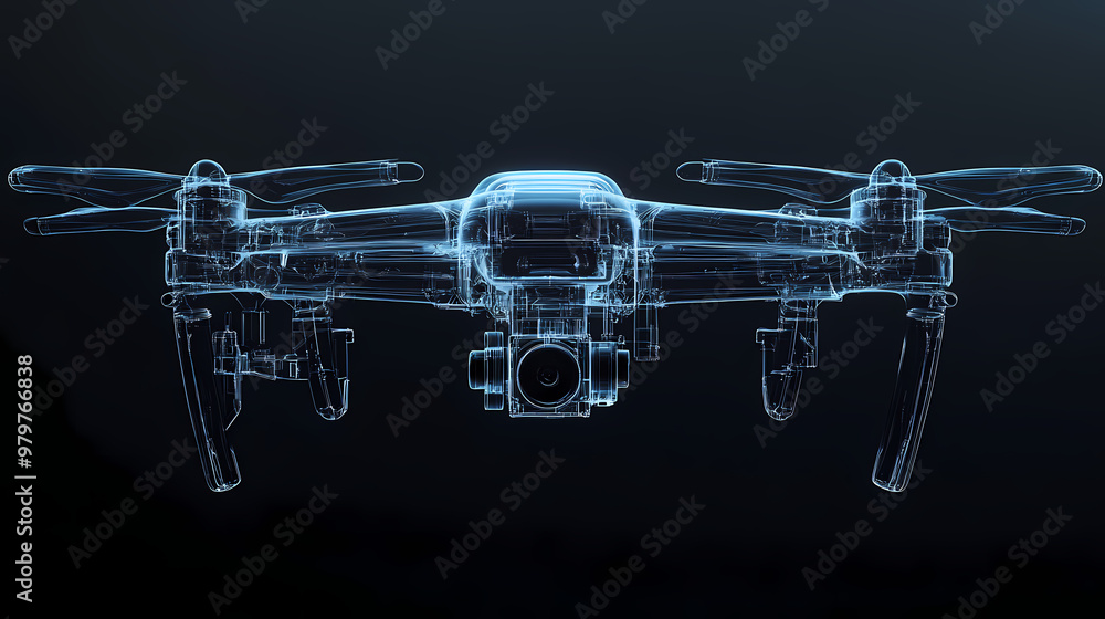 X-ray like visualization of a drone showcasing internal design and ...