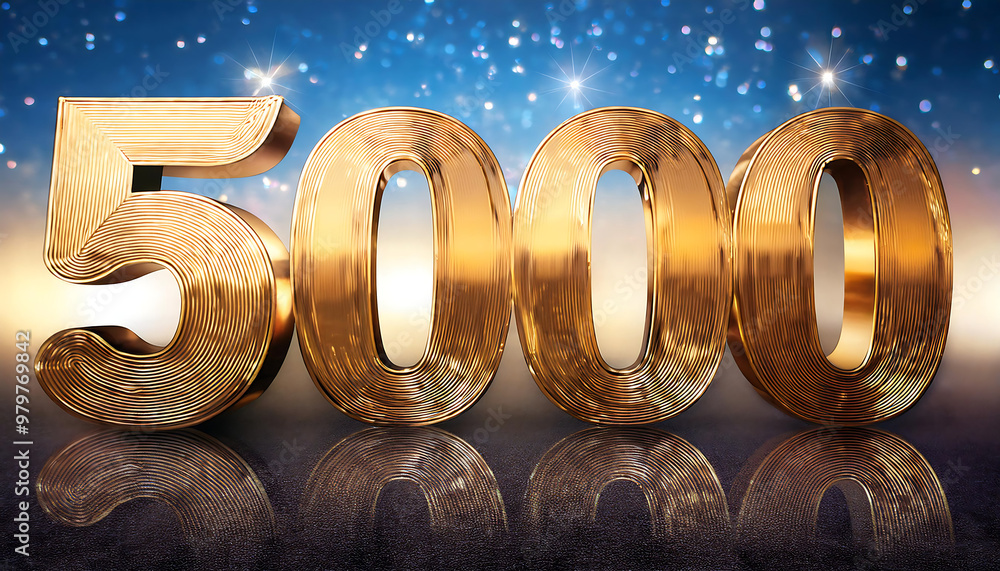 3D golden number 5000 – A shiny gold number 5000, rendered in 3D ...