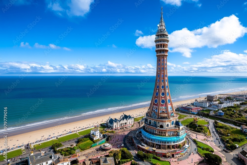 Blackpoolâ€™s iconic Blackpool Tower, standing tall against the coastal ...