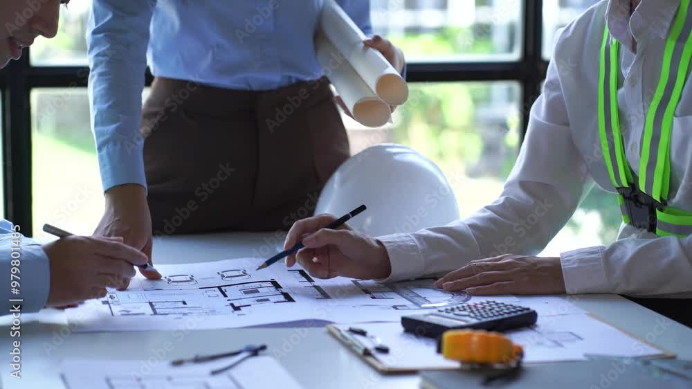 Blueprints for Success: Three dedicated engineers collaborate on a ...