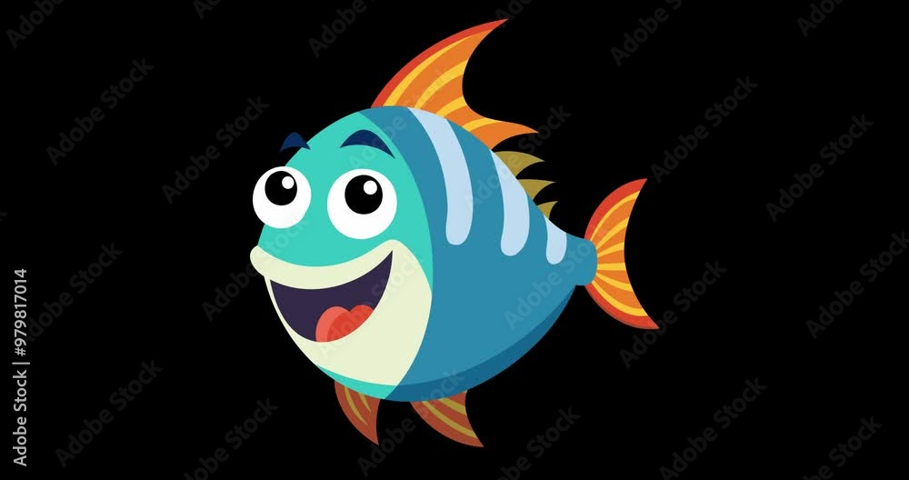 Cute Fish Flat Cartoon Animation. Vector Isolated Loop 2d Animation ...
