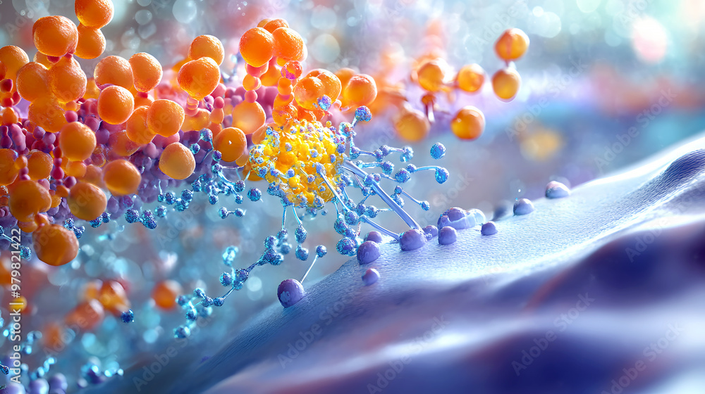 Enzyme function/ A protein enzyme catalyzing a reaction, showing a ...