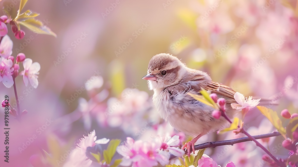 Chick roaming in a lovely back garden its bright wings popping out in ...