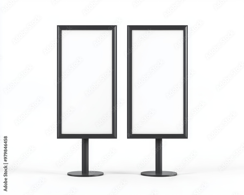 Featured is a mockup template for a double sided poster pole stand. It ...