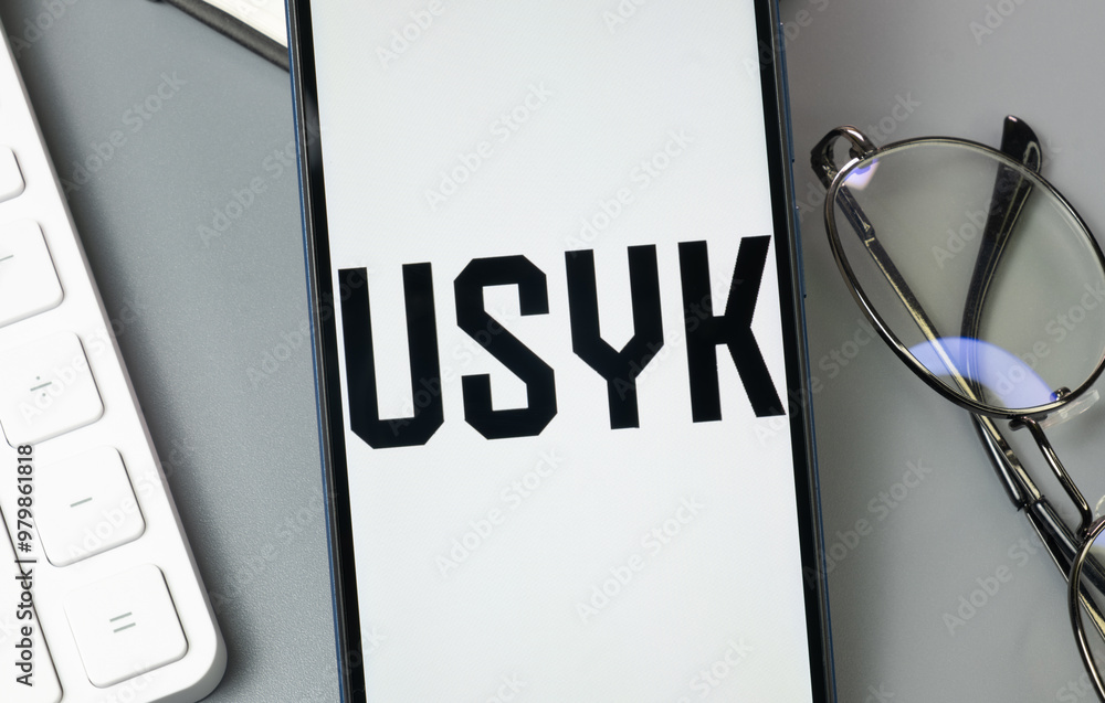 New York, USA - 30 August 2024: Usyk Logo on Phone Screen, Company Icon ...