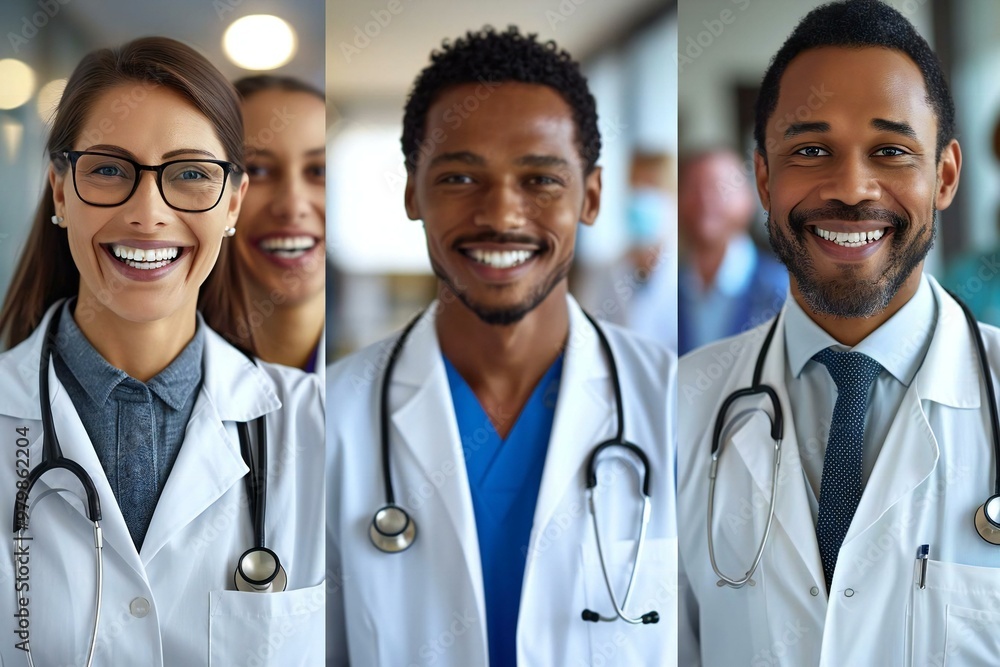 1. Beautiful smiling multiethnic doctors wearing eyeglasses and ...