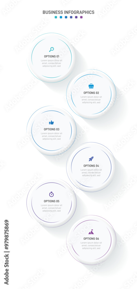 Vertical progress bar featuring 6 arrow-shaped elements, symbolizing ...