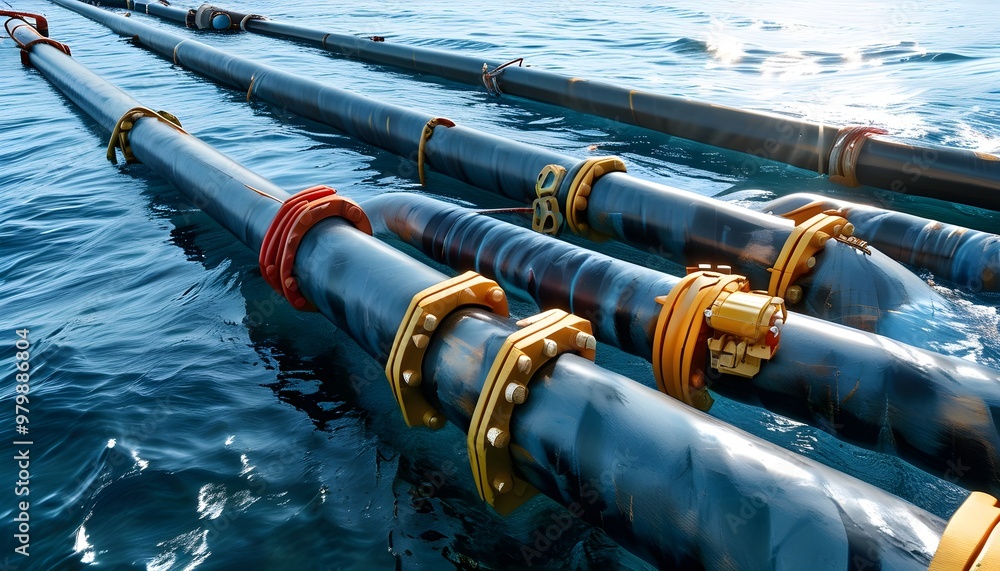 Underwater Pipeline for Oil and Gas Transport with Subsea Equipment in ...