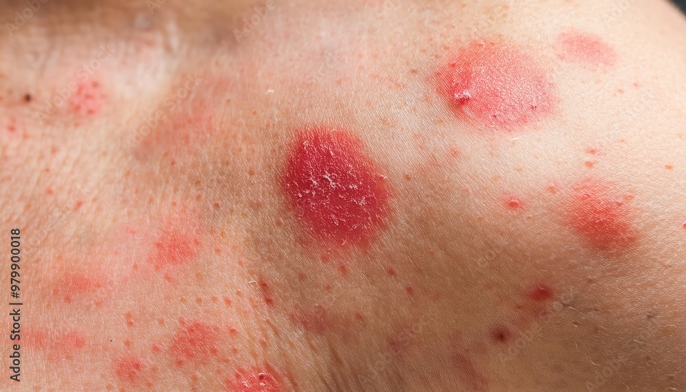 Close-up of Inflamed Red Plaques on Skin. Dermatological Symptoms of ...