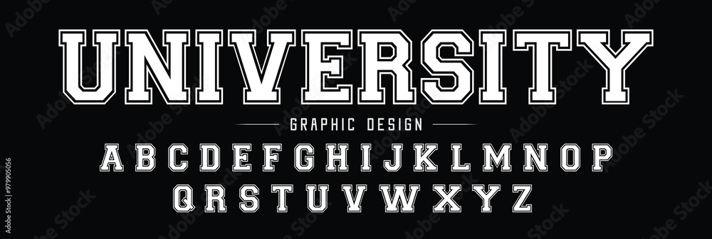 Editable typeface vector. University sport font in american style for ...