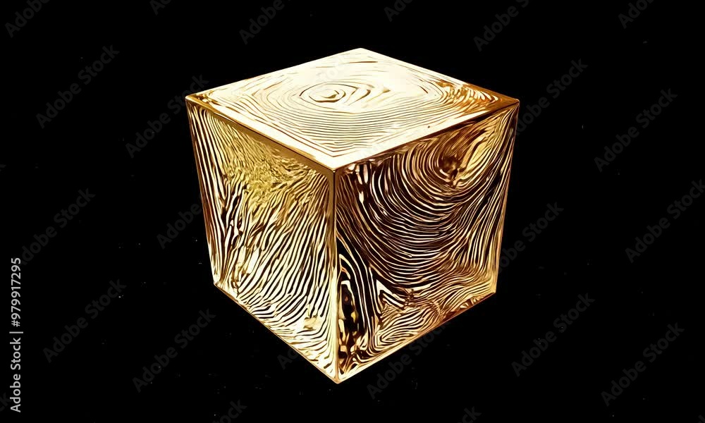 Realistic 3D animation of an abstract morphing liquid iridescent bronze ...