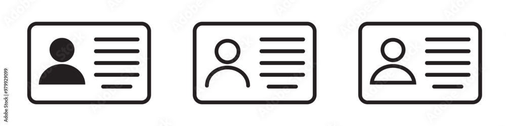 ID Card icon. Employee clerk card, driver license, Identification card ...