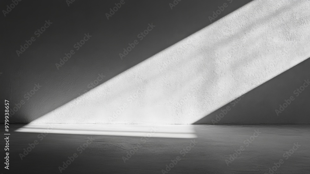 Foto de Soft light streams across a plain wall, casting subtle shadows ...