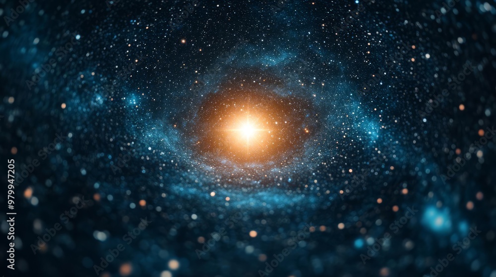 Zodiac constellations converging into a bright star at the center of ...