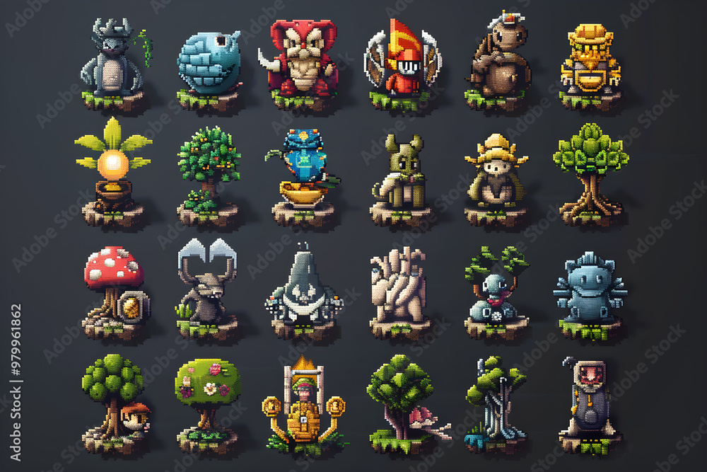 Retro Pixel-Art Video Game Sprites Collection: Heroes, Creatures, and ...