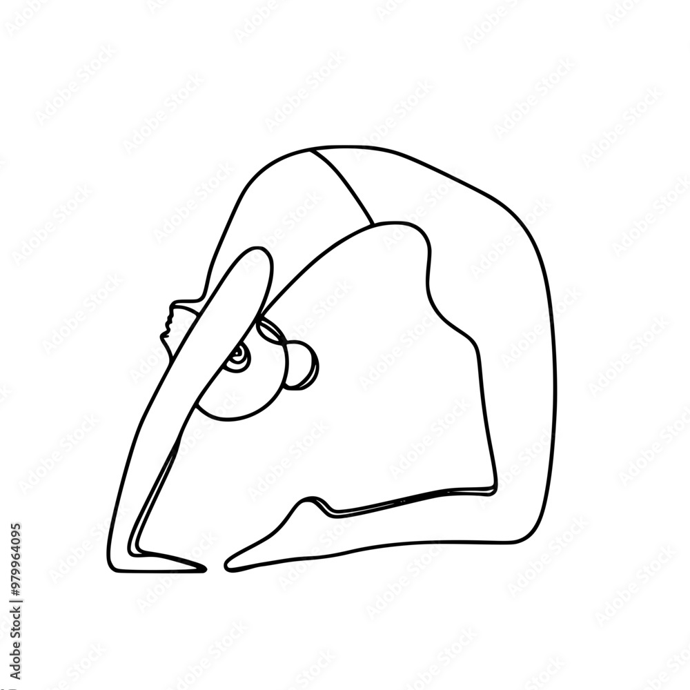 Linear vector drawing representing an abstract image of a gymnast ...