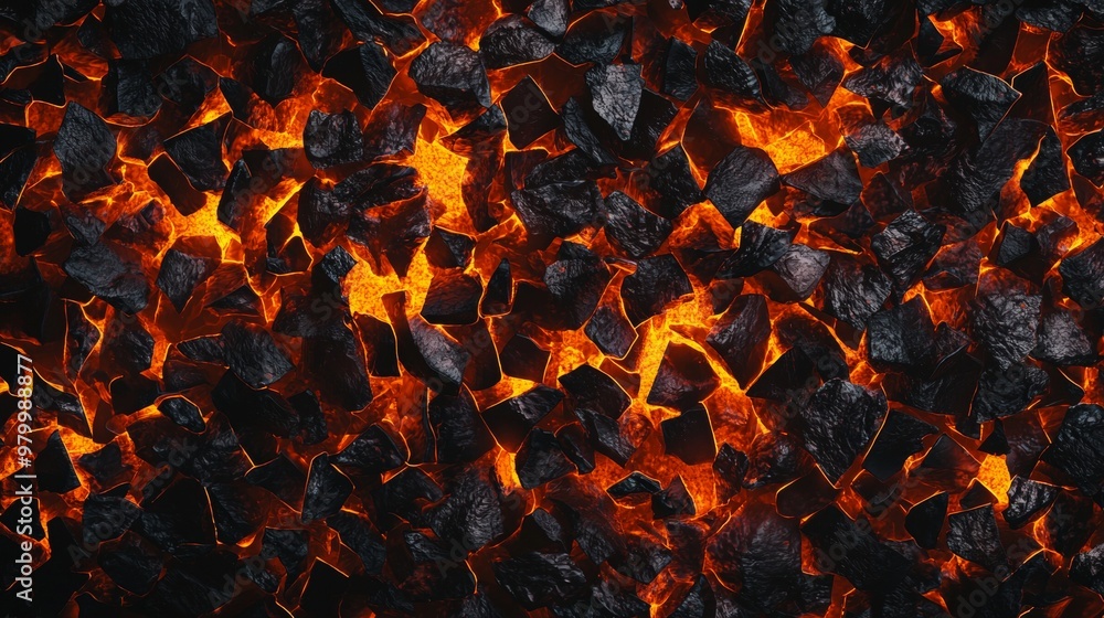 Smoldering embers glowing in the dark, creating a captivating display ...