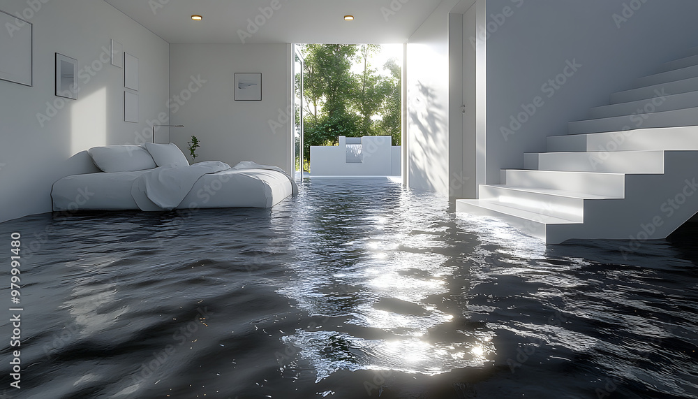 “3D Animation of an Interior Scene with Water Rising from the Floor ...