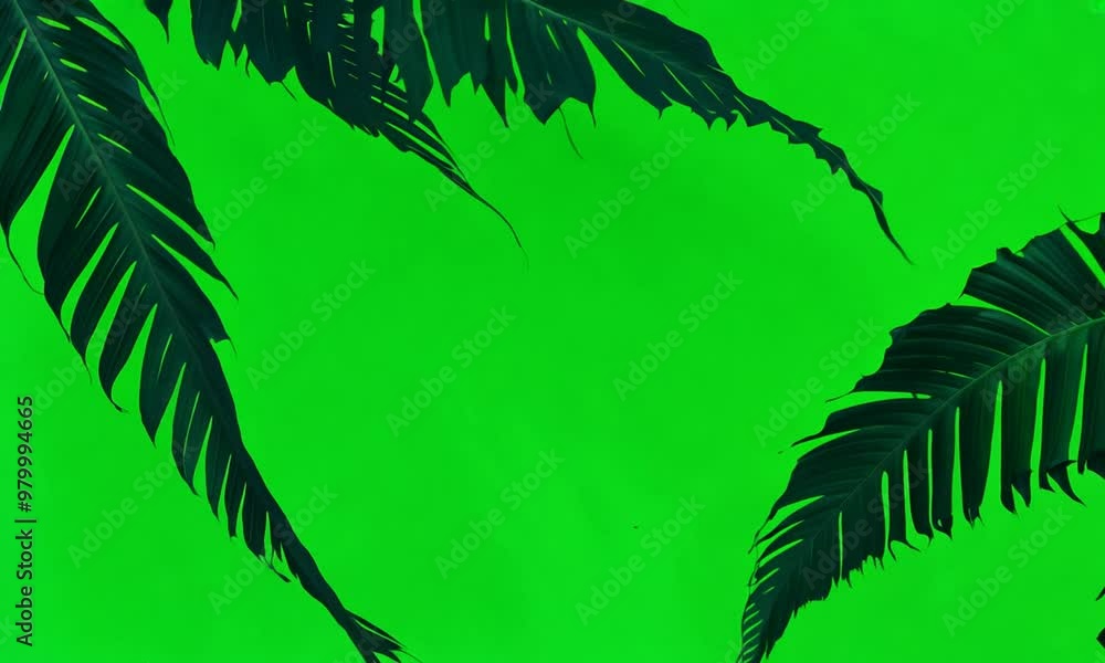 Shadow of palm tree leaves on a green screen background Chroma key ...