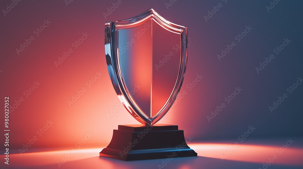 Health and Safety Award TrophA trophy shaped like a shield, placed ...