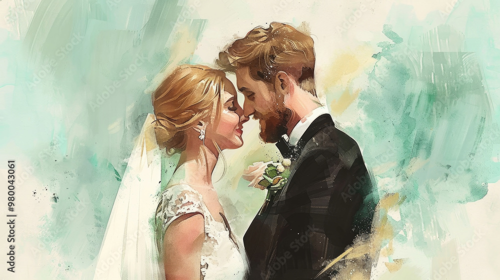 The couple beams at each other, lost in a moment of love, perfectly ...