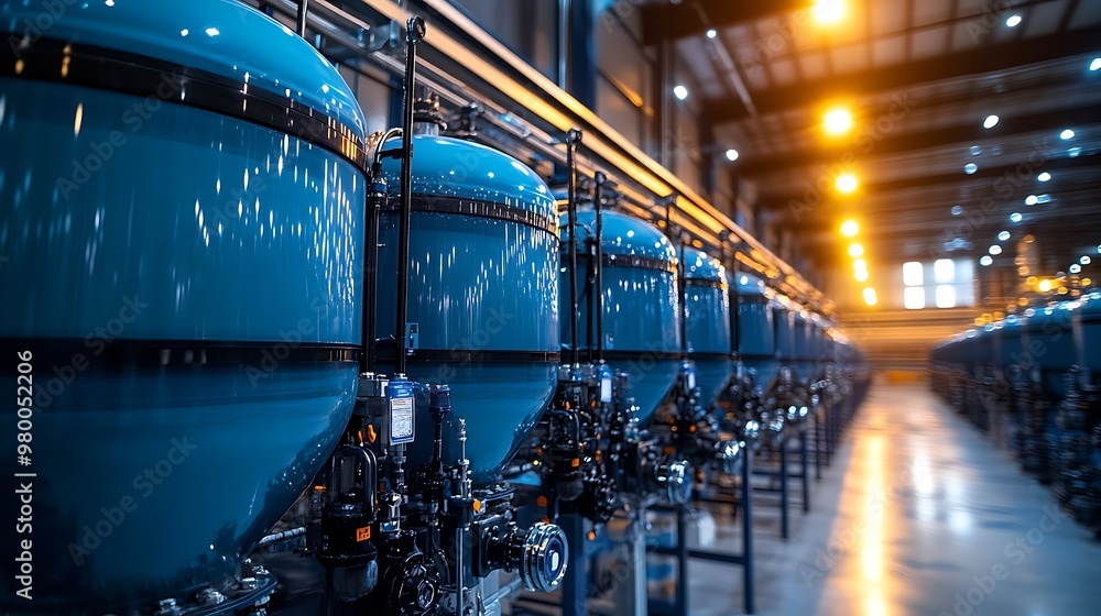 Water filtration system with pipes and tanks ensuring clean water ...