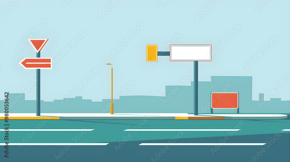 ภาพประกอบสต็อก Modern and Minimalist Vector Signage for Wayfinding and ...