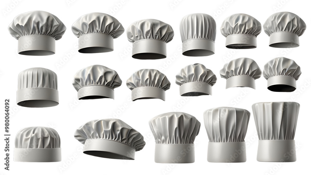Set of White Chef Hats, Cook Caps, and Baker Toque Blanche - Various ...