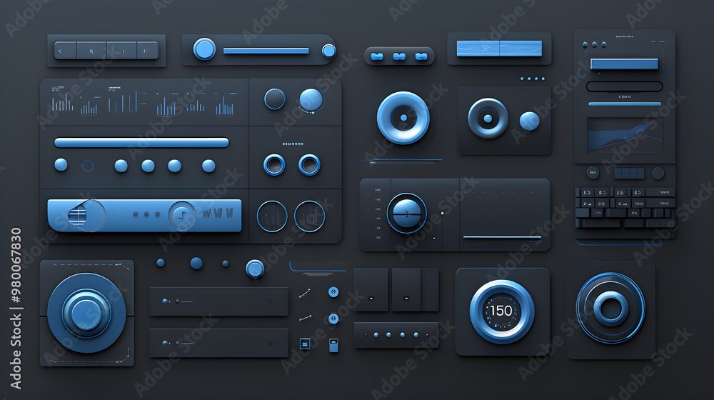 Professional and Sleek Vector UI Elements with Buttons, Text Fields ...