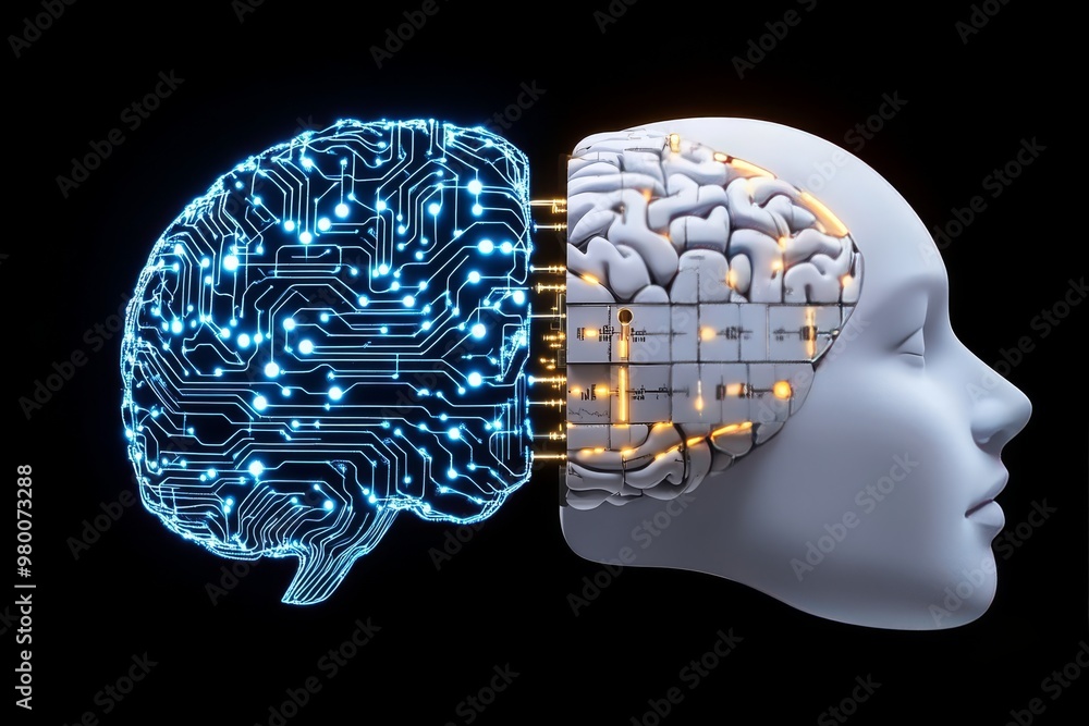 Digital and anatomical brain models side by side symbolizing the ...