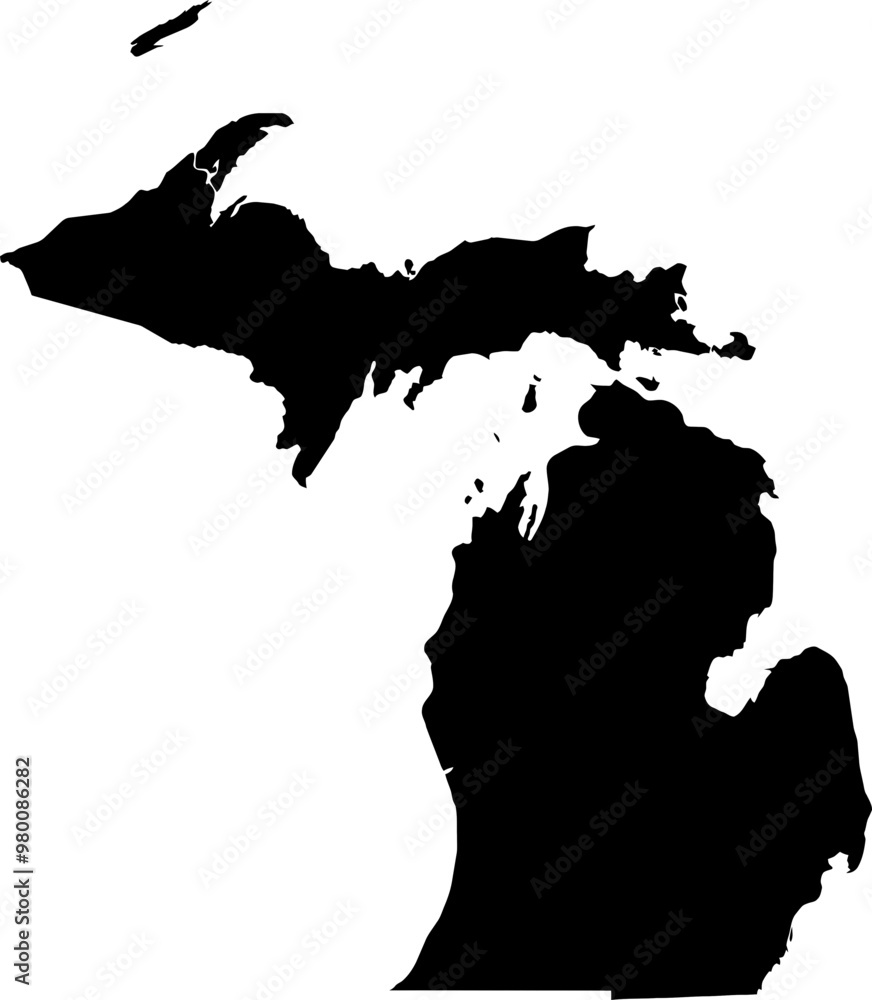 Contour map of the state of Michigan, USA. Vector graphic illustration ...
