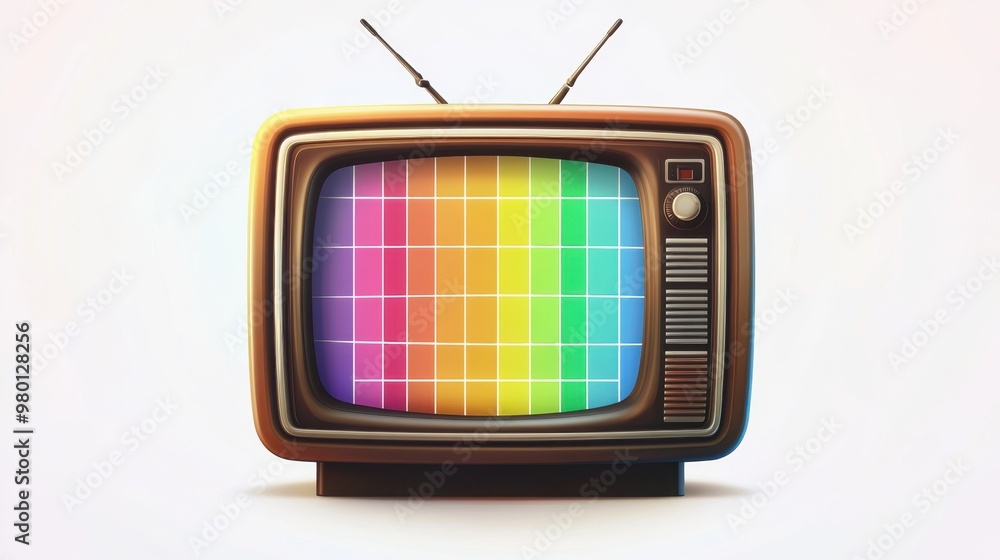 Retro tv with no signal message,vintage style tv with antenna, test ...