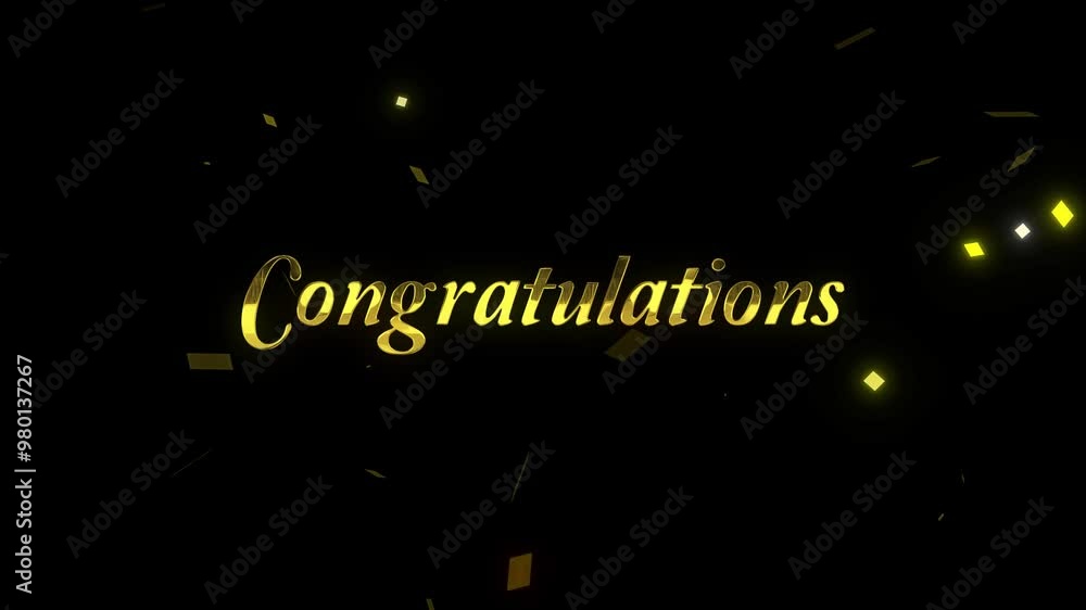 Golden Congratulations Animation with Particles on Black Screen for ...