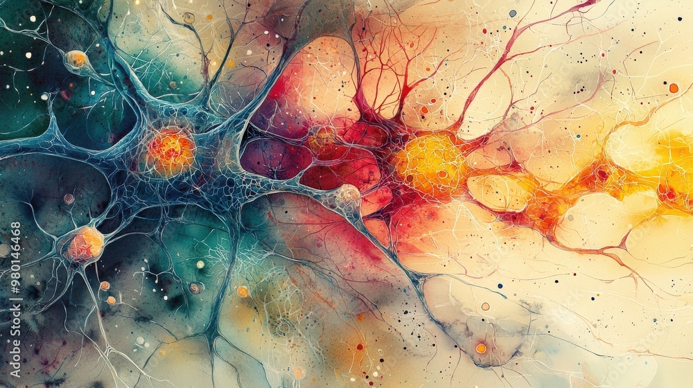 Conceptual neural connections, a web of illuminated pathways linking ...