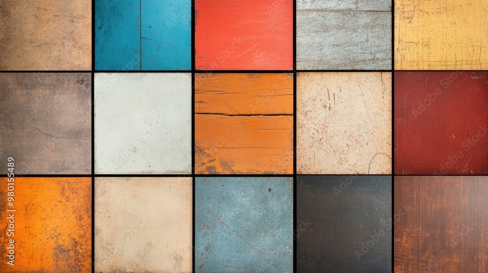 A vibrant collage of textured wood panels showcasing a variety of ...