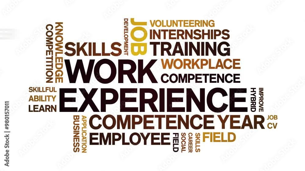 Work Experience animated word cloud;text design animation tag kinetic ...