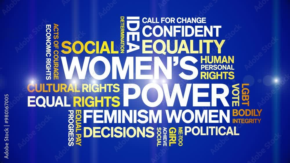 Women's Power animated word cloud;text design animation tag kinetic ...