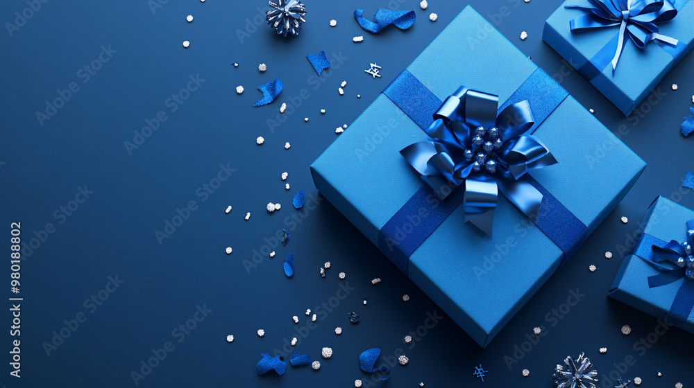 Christmas blue Open gift box template. Elegant Blue Gift Boxes with ...