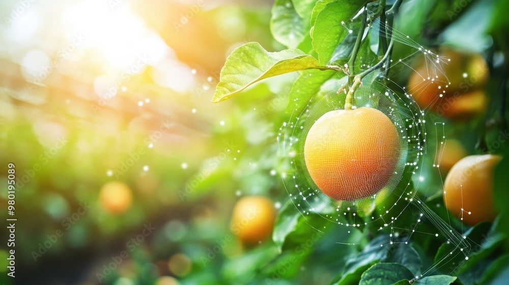 Digital sensor monitoring ripeness of fruits in a smart farm, precision ...