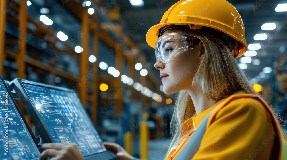 Efficient engineers monitor big data analytics in modern industrial setting, showcasing advanced ...