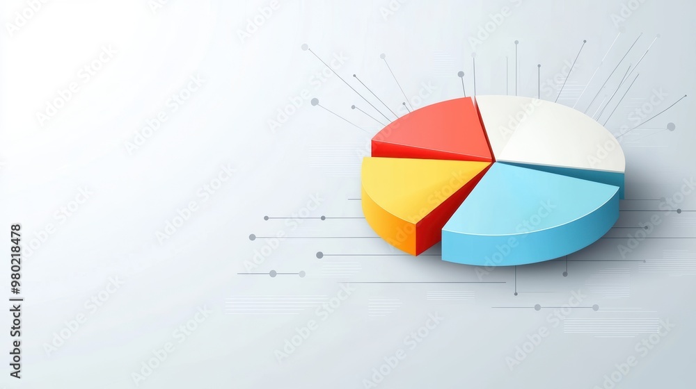 A pie chart with bold, primary colors on a light grey background, with ...