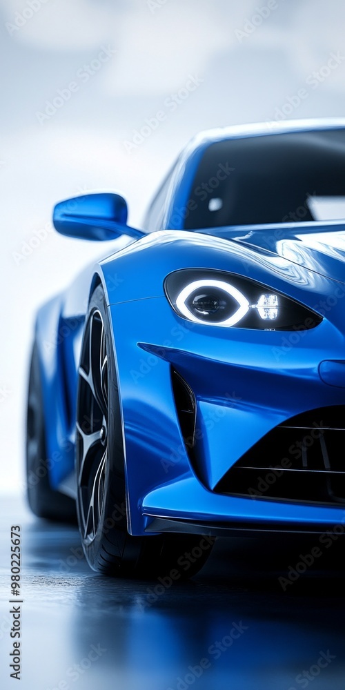 Dynamic blue sports car close-up. Sleek design captures attention with ...
