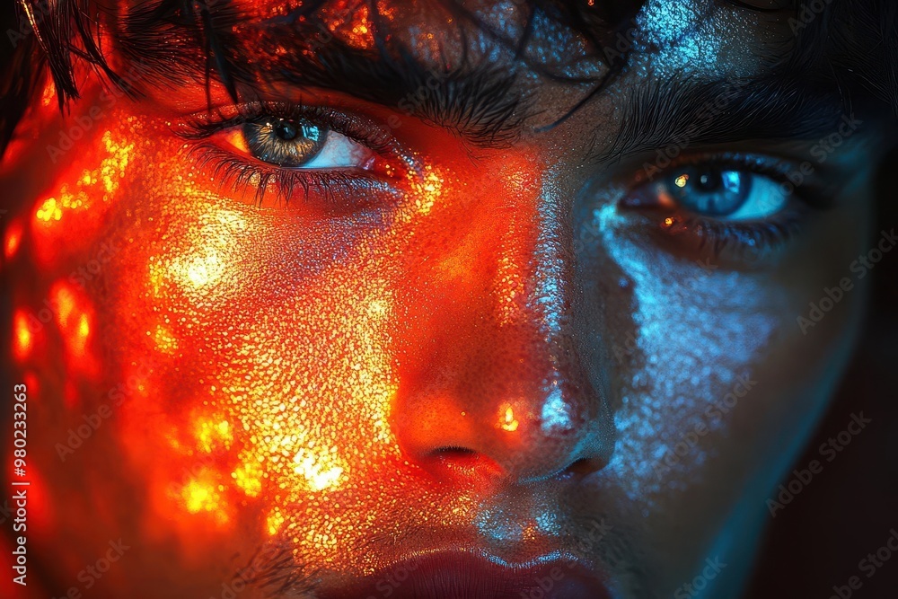 charismatic male model in highfashion editorial shoot dramatic lighting ...