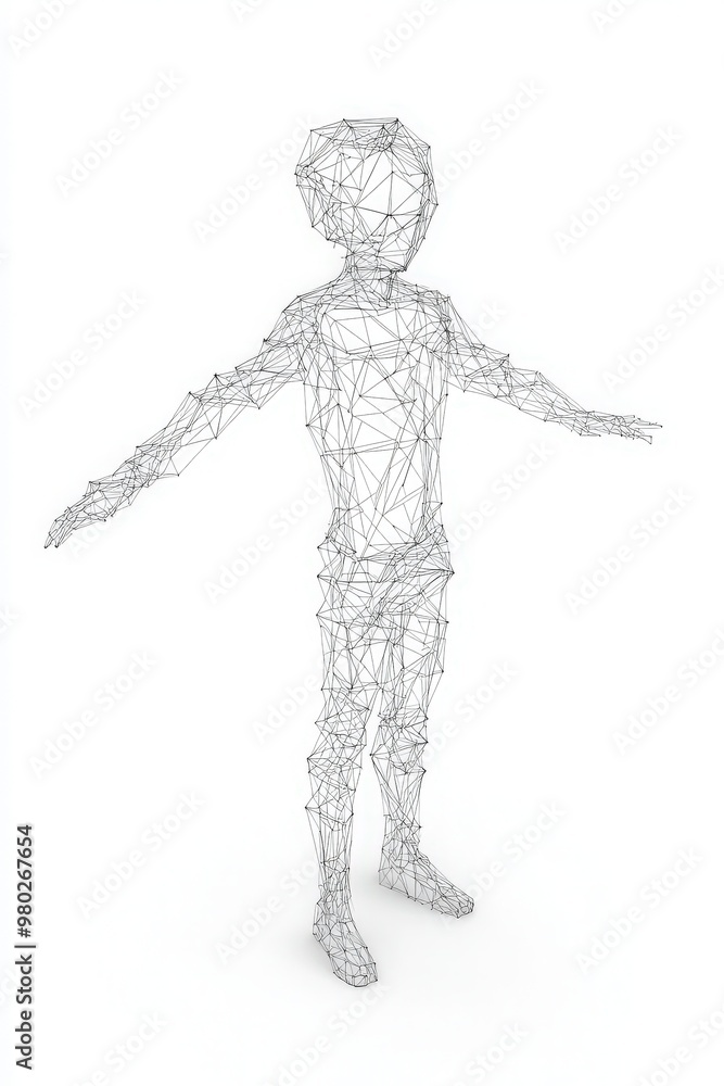 A wireframe model of a child, showcasing a modern, digital ...