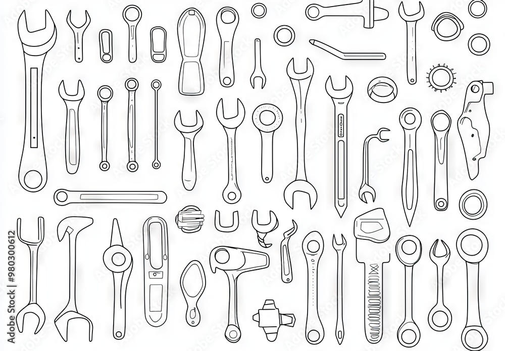 Symbol Line Art for Tools. Minimalist and Contemporary Design for Wall ...