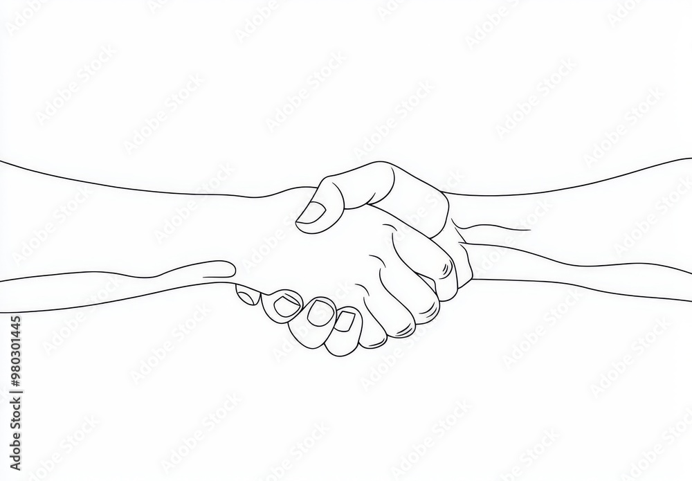 One single line drawing of a handshake. Hands shaking hands to sign a ...