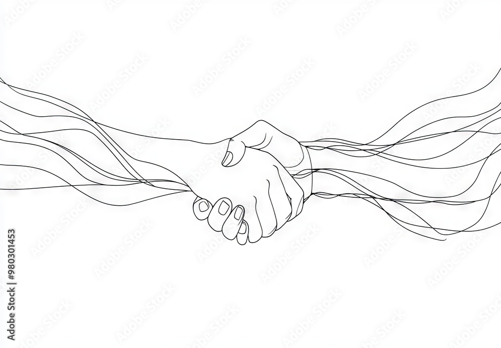 A handshake drawing with one line. The grasp of a business partner and ...