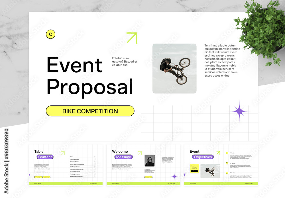 Purple And Yellow BMX Event Proposal Stock Template | Adobe Stock